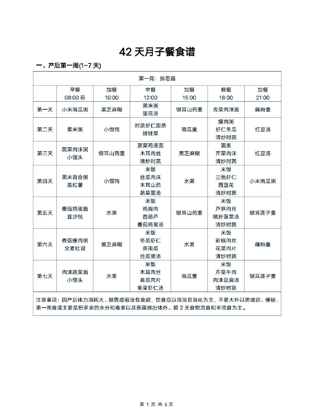 崔玉涛推荐的42天月子餐食谱，快来收藏！