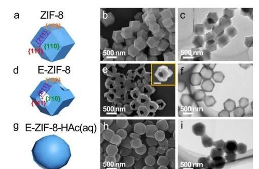 ZIF-8颗粒的电镜观察结果