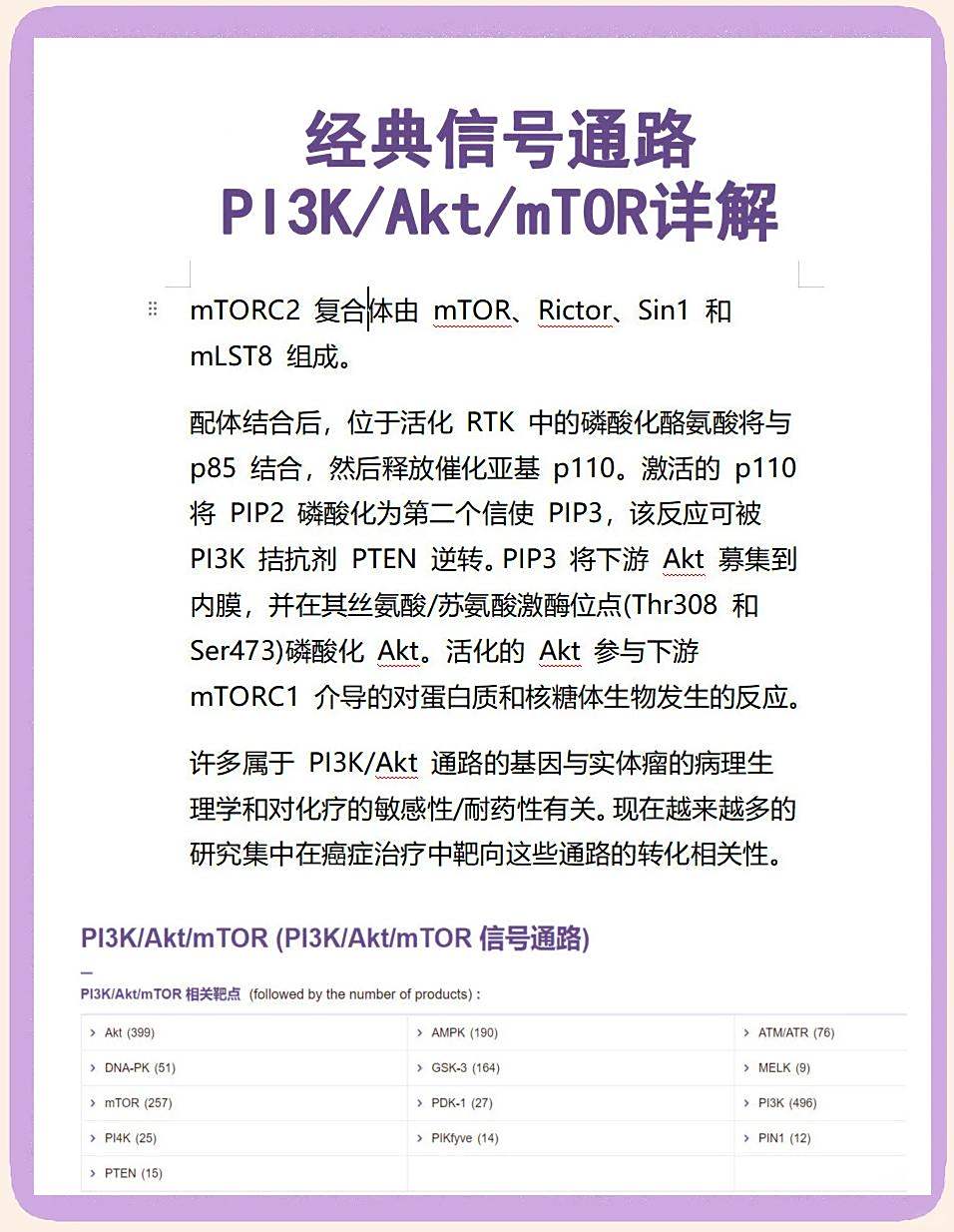 Pi3kaktmtor信号通路详解