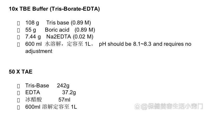 TAE，TBE配方及其两者区别和特点